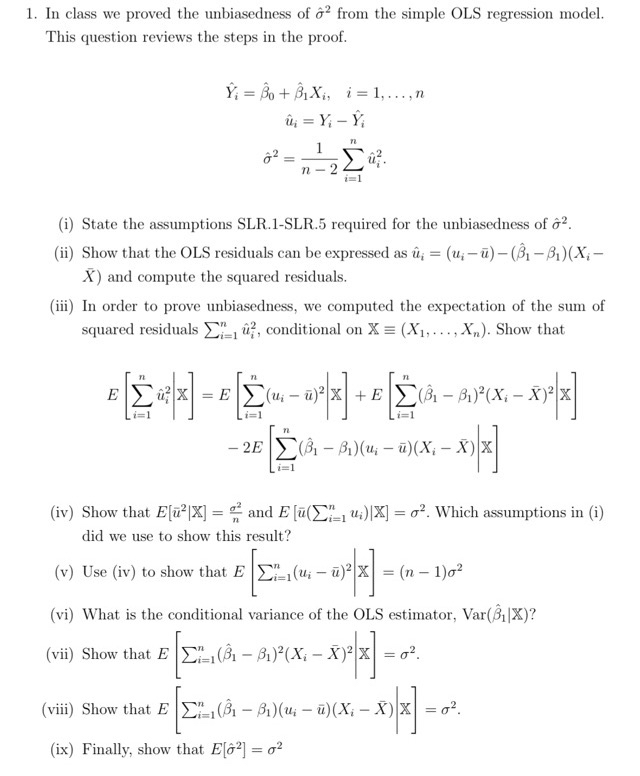Solved In class we proved the unbiasedness of hat(σ)2 ﻿from | Chegg.com
