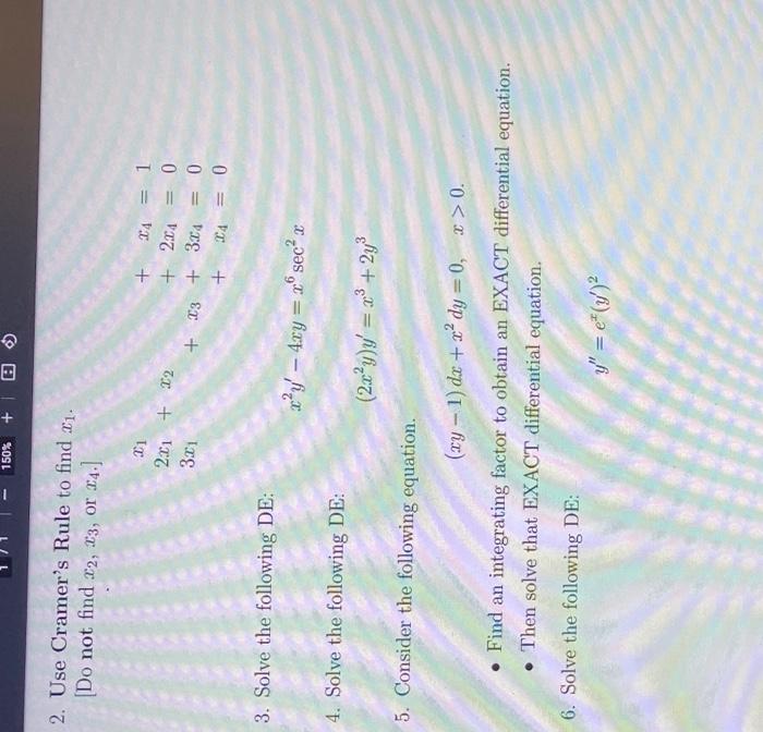 Solved 2. Use Cramer's Rule to find x1. [Do not find x2,x3, | Chegg.com