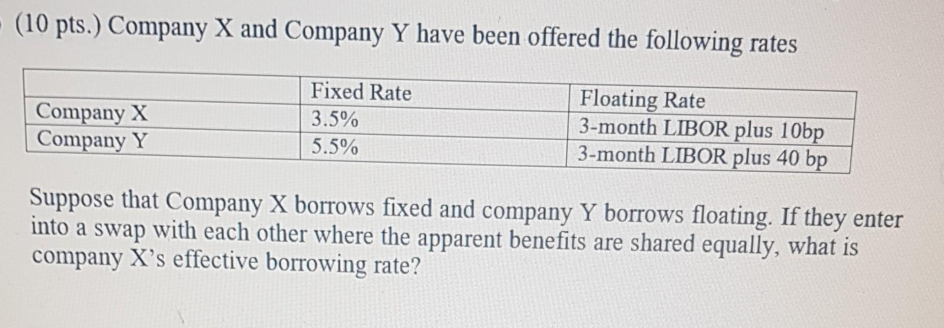 Solved (10 pts.) Company X and Company Y have been offered | Chegg.com