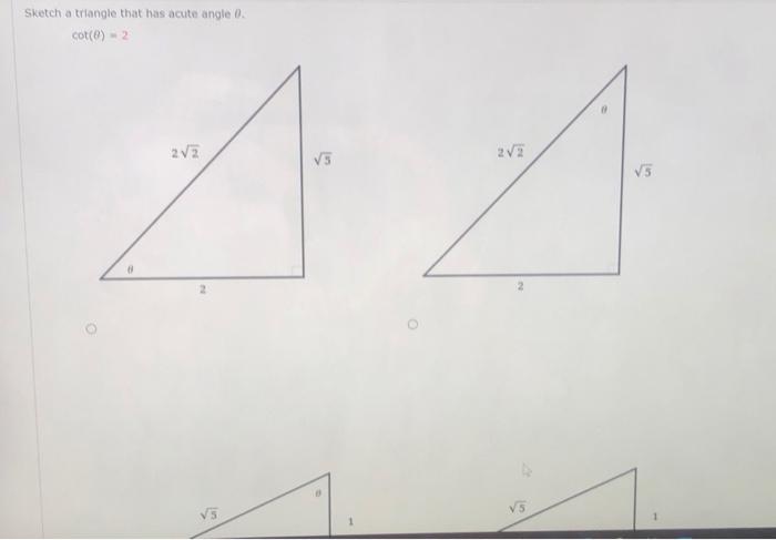 Solved Sketch a triangle that has acute angle θ. | Chegg.com