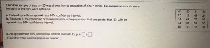 Solved A random sample of siren 20 was drawn from a | Chegg.com