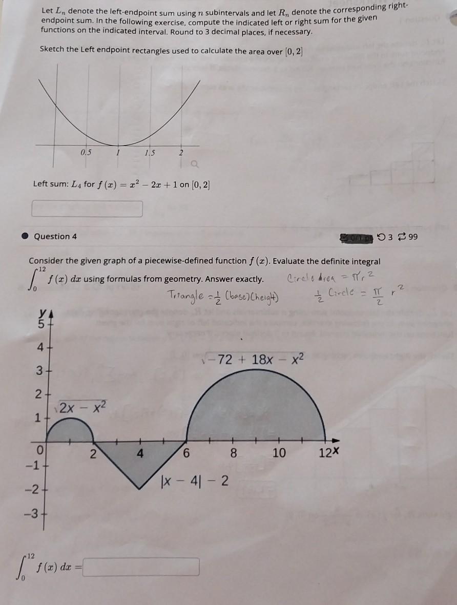 Solved Let Ln denote the left-endpoint sum using n | Chegg.com