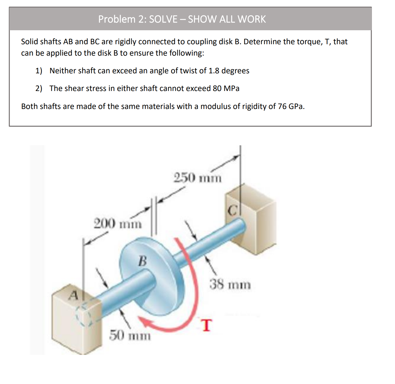 Problem 2: SOLVE - ﻿SHOW ALL WORKSolid shafts \( ﻿A B | Chegg.com