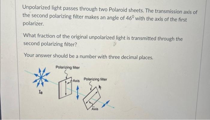 Solved Unpolarized light passes through two Polaroid sheets. | Chegg.com