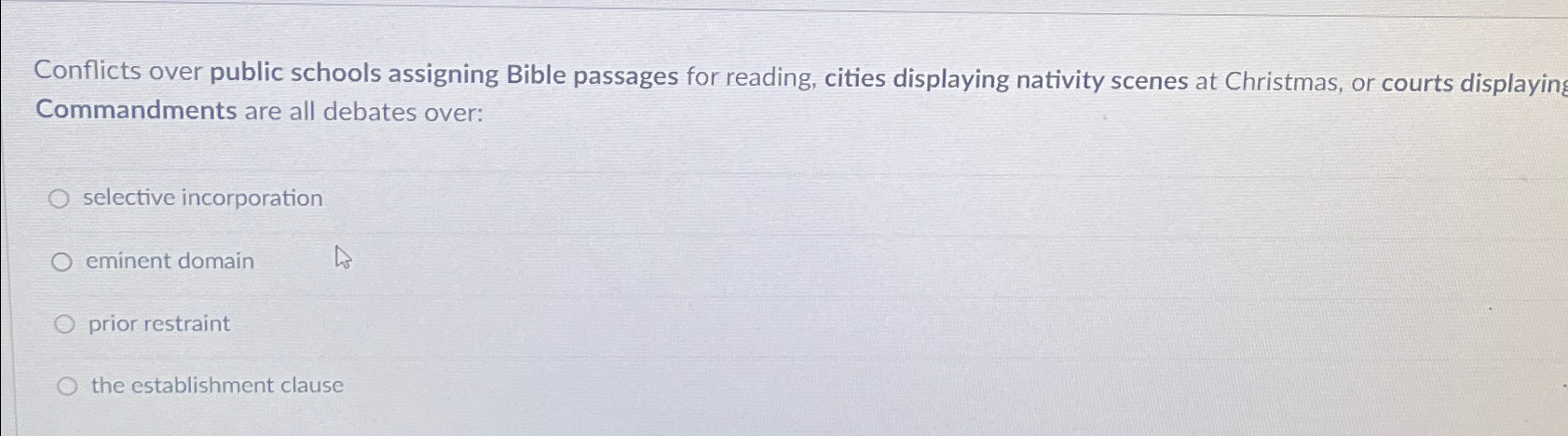 Solved Conflicts over public schools assigning Bible | Chegg.com