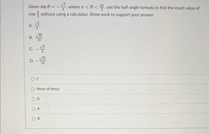 Solved Given cotθ=−511 where θ is in quadrant IV, find the | Chegg.com