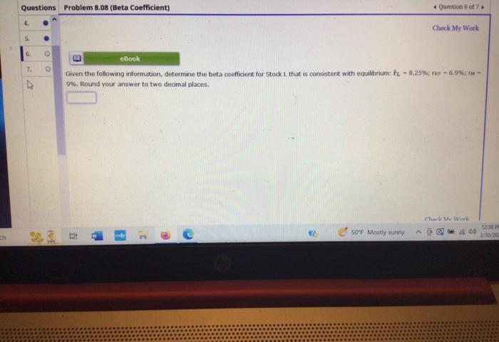 Solved Given the following information, determine the beta | Chegg.com