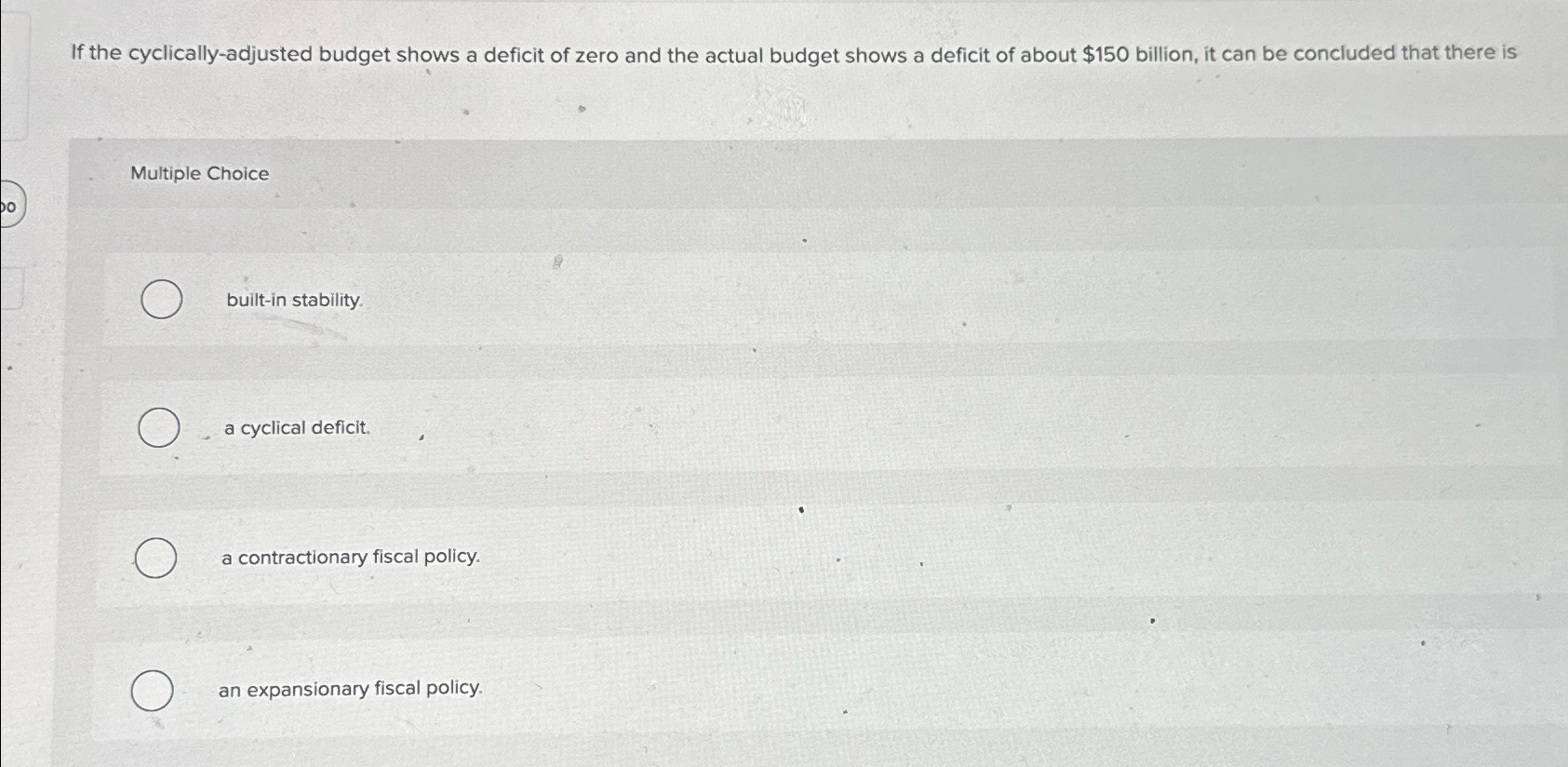 Solved If the cyclically-adjusted budget shows a deficit of | Chegg.com