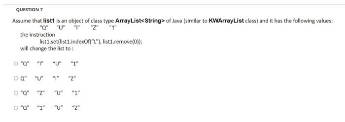 Solved QUESTION 7 Assume that list1 is an object of class | Chegg.com
