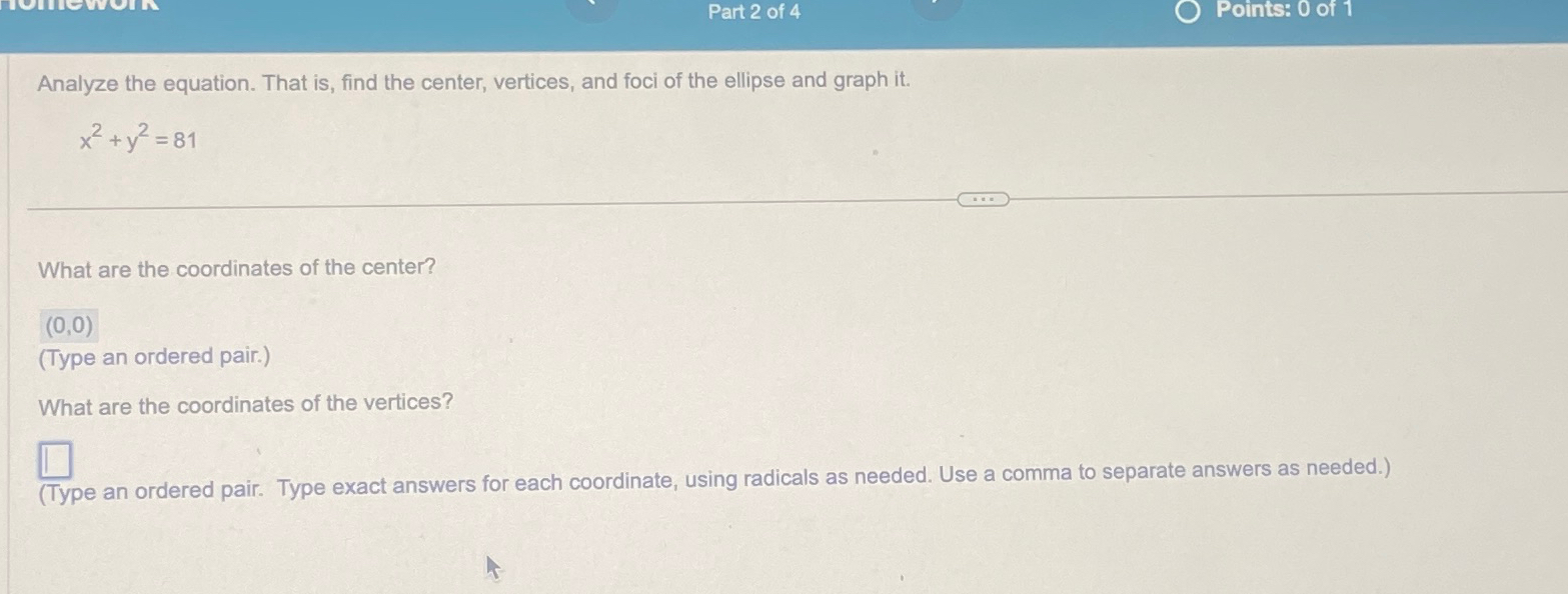 Solved Part 2 ﻿of 4Points: 0 ﻿of 1Analyze the equation. That | Chegg.com
