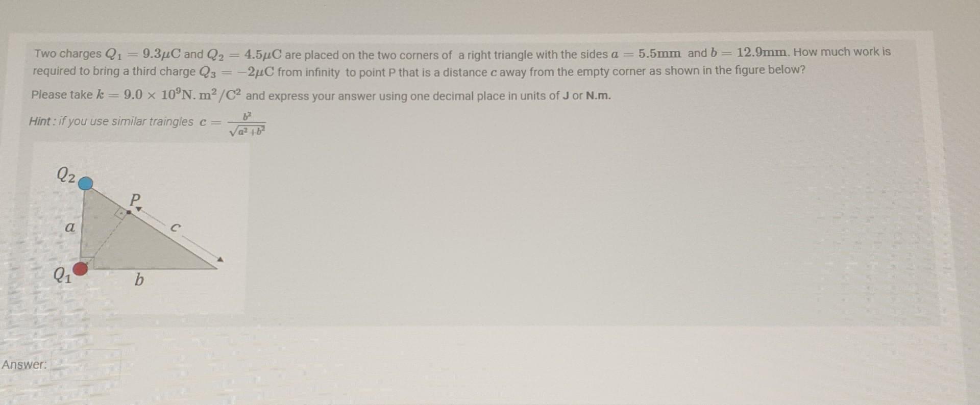 Solved Two charges Q1=9.3μC and Q2=4.5μC are placed on the | Chegg.com