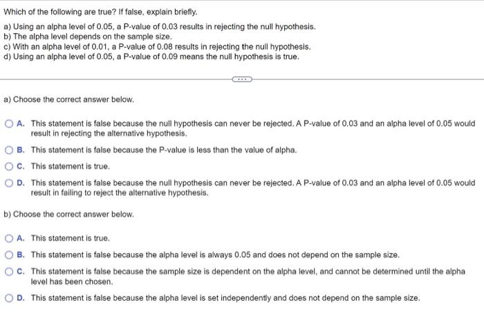 Solved Which of the following are true? If false, explain | Chegg.com