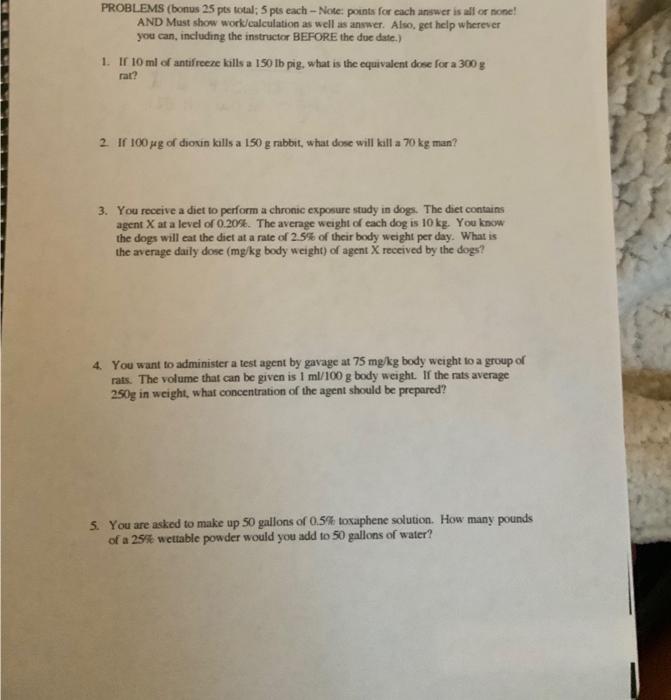 Solved PROBLEMS (bonus 25 pts total; 5 pts each - Note: | Chegg.com