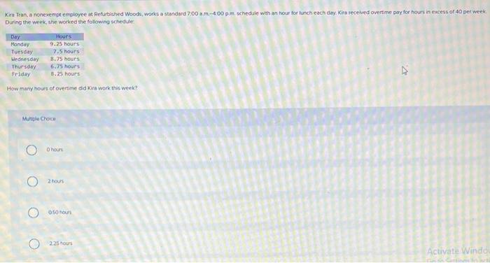 Solved Kea iran, a nonexempt employee it Refurbished Woodi, | Chegg.com