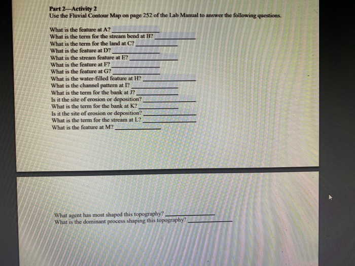 Solved Part 2- Activity 2 Use the Fluvial Contour Map on | Chegg.com