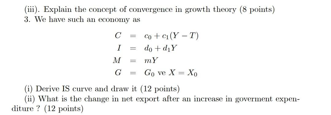 Solved (iii). Explain the concept of convergence in growth | Chegg.com