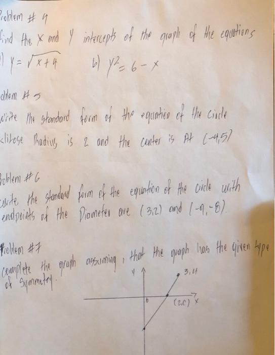 Solved roblem #4 Find the x and y intriceptis of the graph | Chegg.com