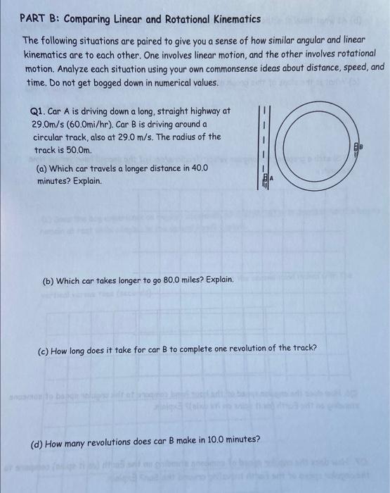 Solved PART B: Comparing Linear and Rotational Kinematics | Chegg.com
