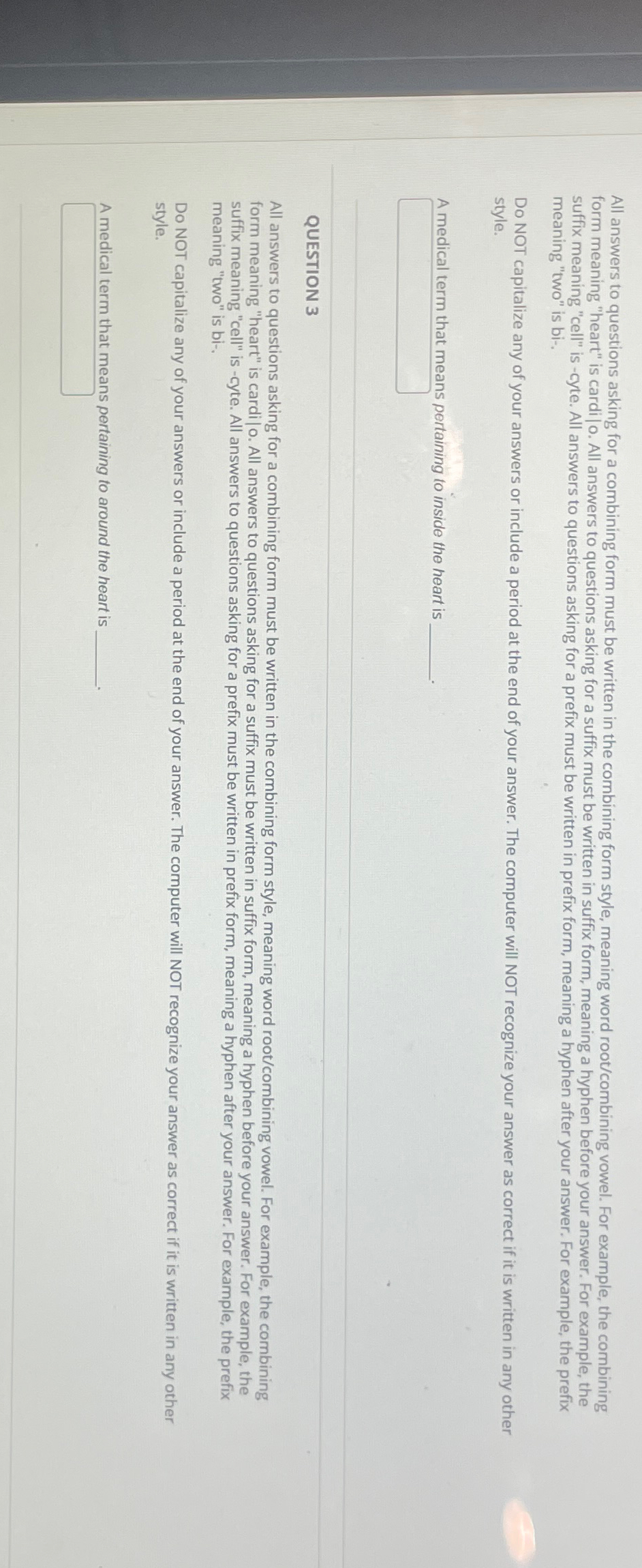 Solved All answers to questions asking for a combining form | Chegg.com