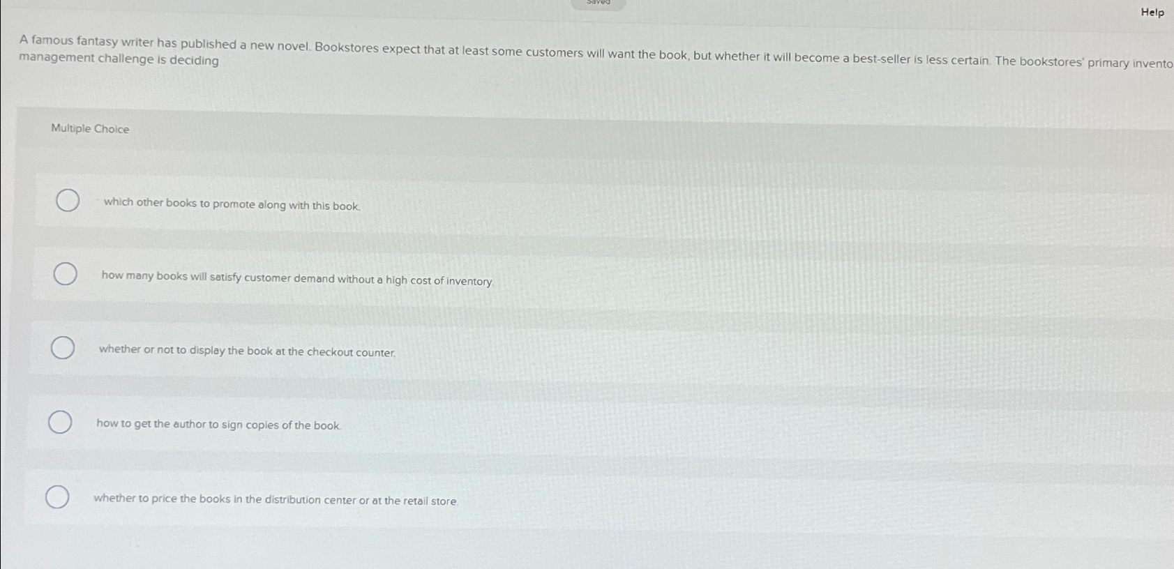 Solved HelpA famous fantasy writer has published a new | Chegg.com