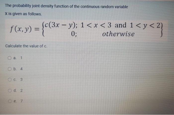 Solved The probability joint density function of the | Chegg.com