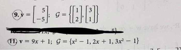 Solved Exercises 5-12: Find the coordinate vector of v with | Chegg.com