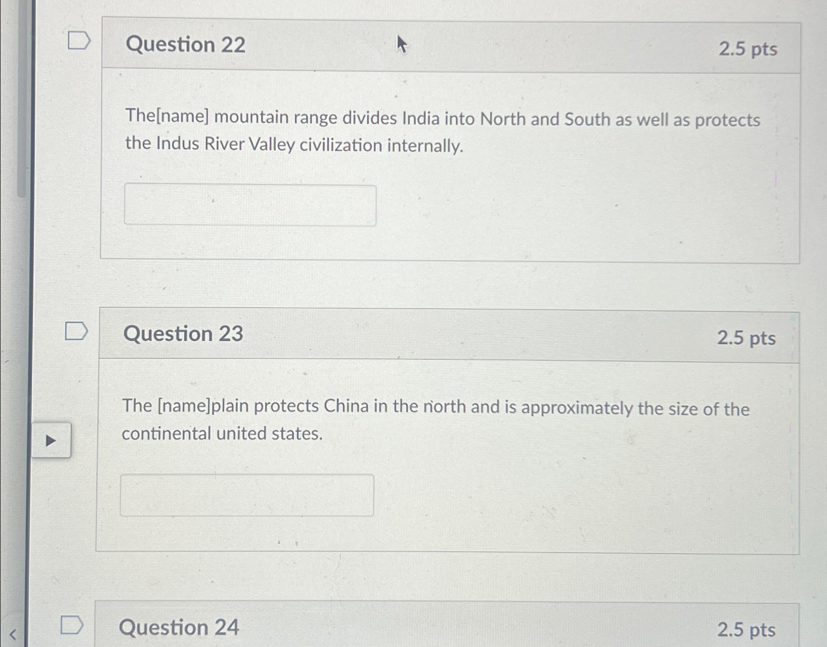Solved Question 222.5ptsThe[name] ﻿mountain range divides | Chegg.com