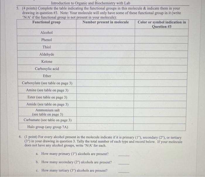 Solved 5. (4 points) Complete the table indicating the | Chegg.com