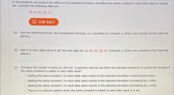 Solved In this problem, we explore the effect on the | Chegg.com
