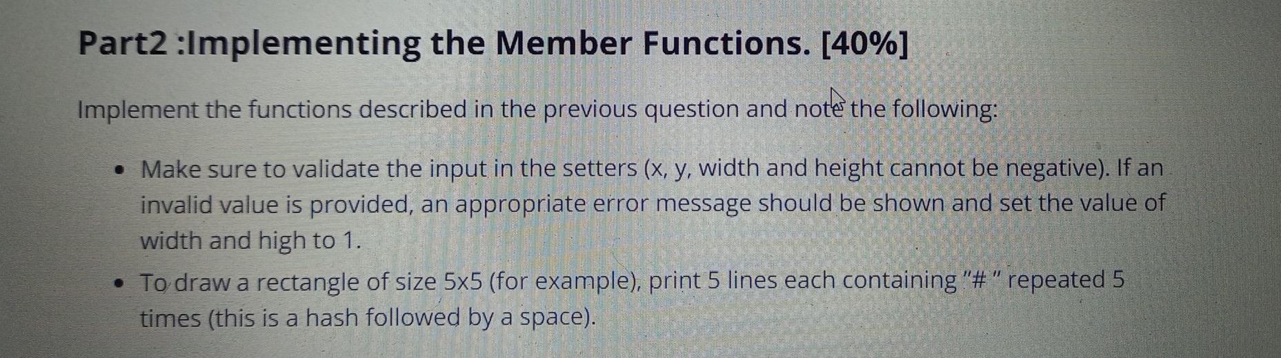 Solved Part1 Defining The Class Rectangle 20 Define A