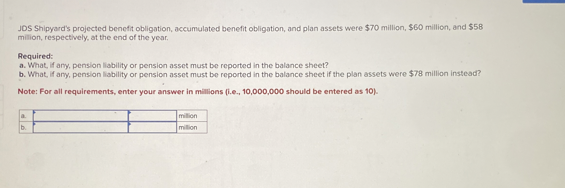 Solved JDS Shipyard's projected benefit obligation, | Chegg.com