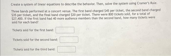 Solved Create a system of linear equations to describe the | Chegg.com
