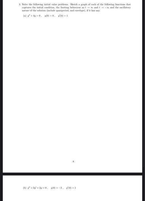 Solved 3. Solve the following initial value problems, Sloted | Chegg.com