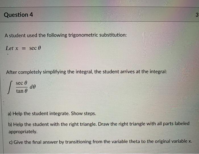 Solved Question 4 3 A student used the following | Chegg.com