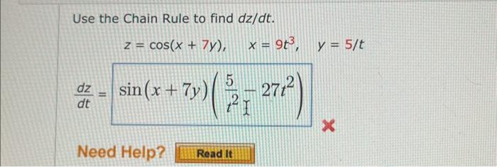 Solved Use the Chain Rule to find dz/dt. | Chegg.com