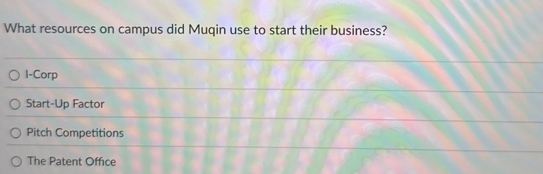 Solved What resources on campus did Muqin use to start their | Chegg.com
