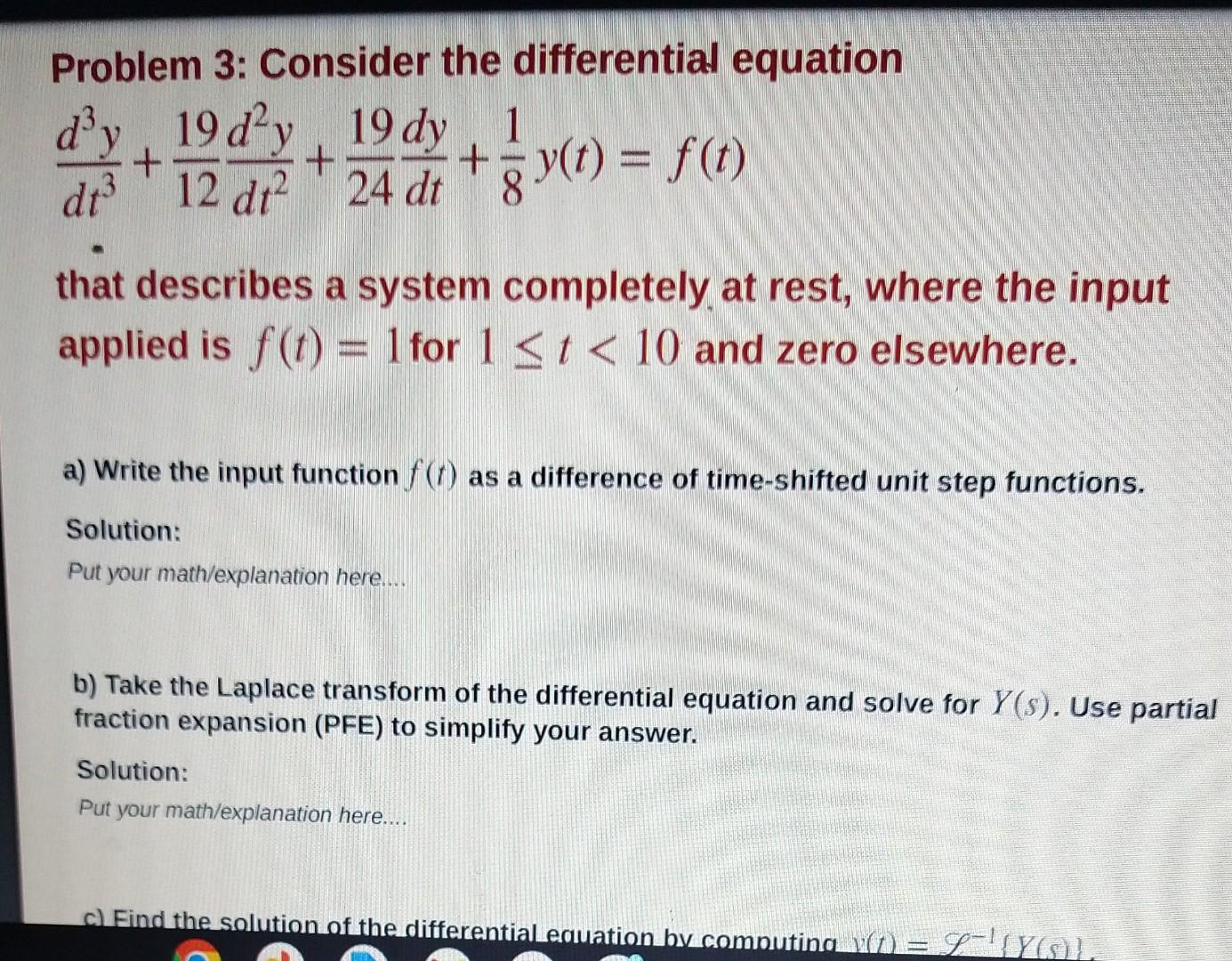 Solved Problem 3: Consider the differential equation | Chegg.com