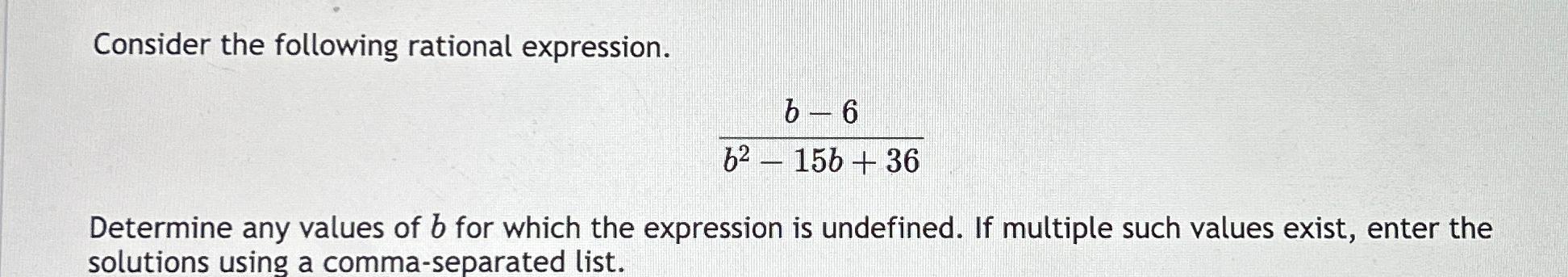 Solved Consider the following rational | Chegg.com