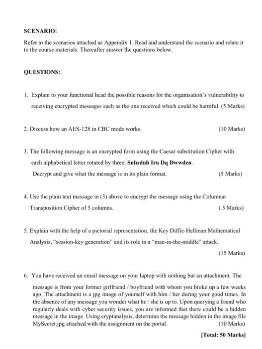 Solved SCENARIO: Refer to the scenarios attached as Appendix | Chegg.com