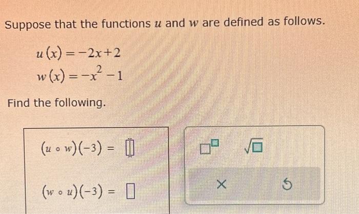 Solved Suppose that the functions u and w are defined as | Chegg.com