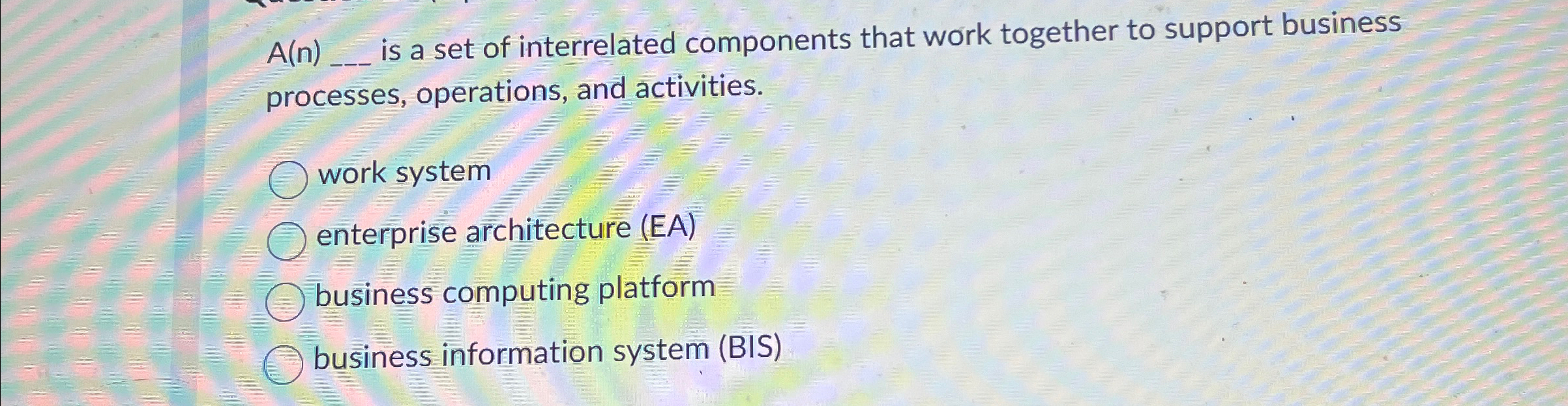 Solved A(n) q, ﻿is a set of interrelated components that | Chegg.com
