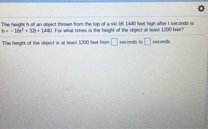 Solved The height h of an object thrown from the top of a | Chegg.com