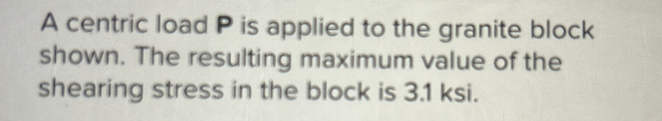 Solved A centric load P ﻿is applied to the granite block | Chegg.com