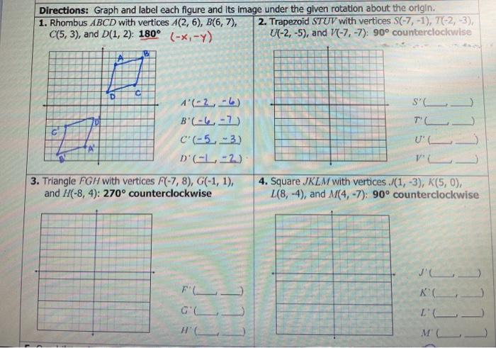 Solved Directions: Graph and label each figure and its image | Chegg.com