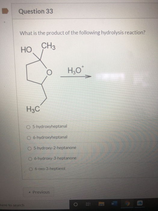 Solved Question 33 What is the product of the following | Chegg.com