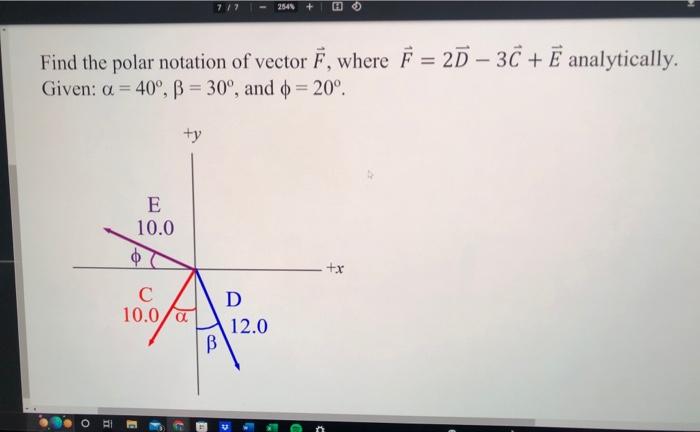 Solved Find the polar notation of vector F, where F=2D−3C+E | Chegg.com