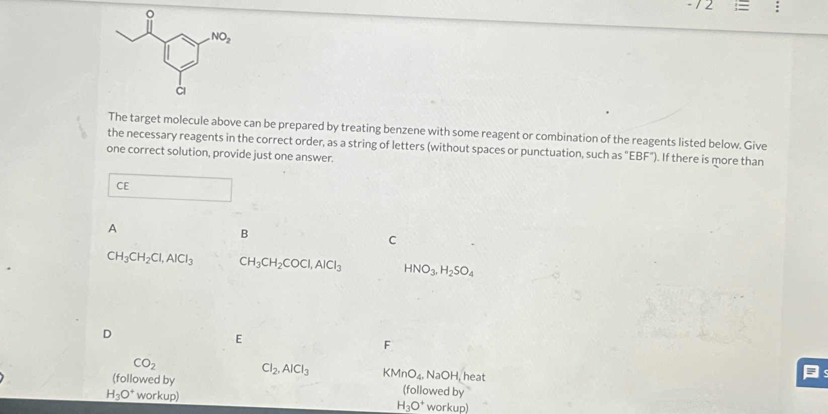 Solved The target molecule above can be prepared by treating | Chegg.com