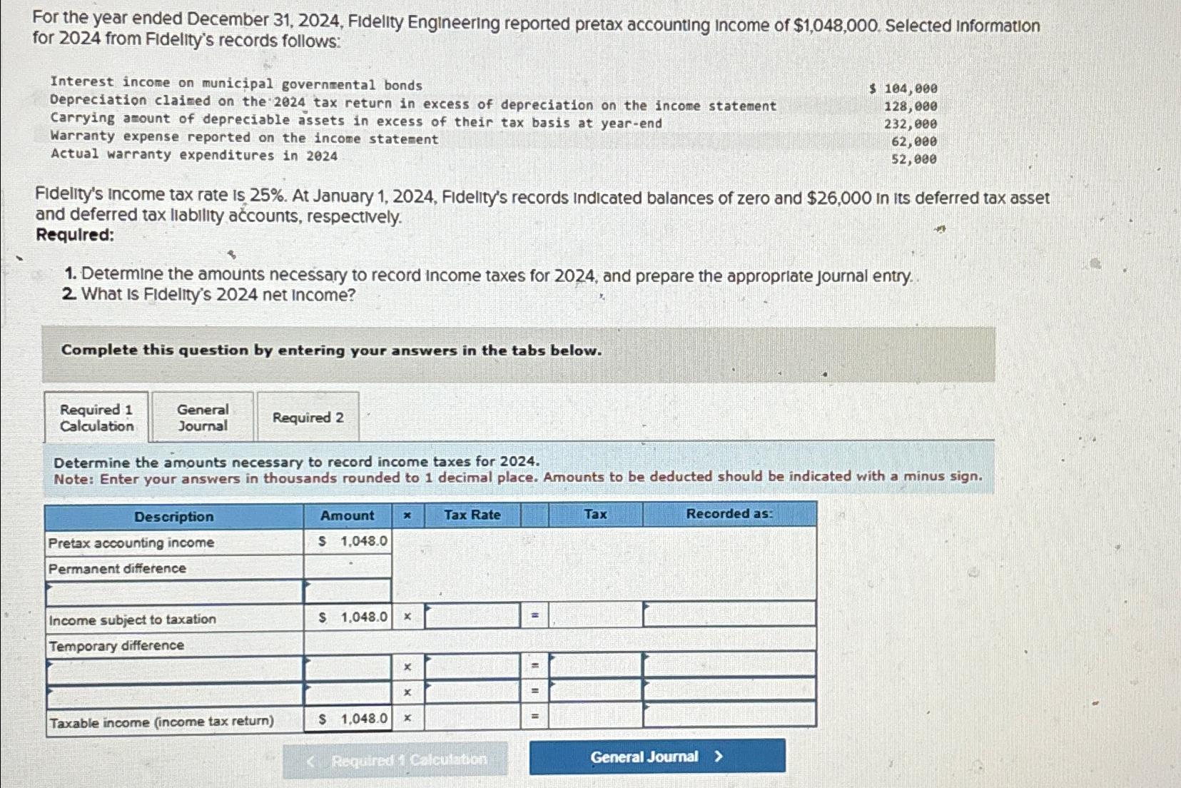 Solved For the year ended December 31,2024 , ﻿Fidelity | Chegg.com