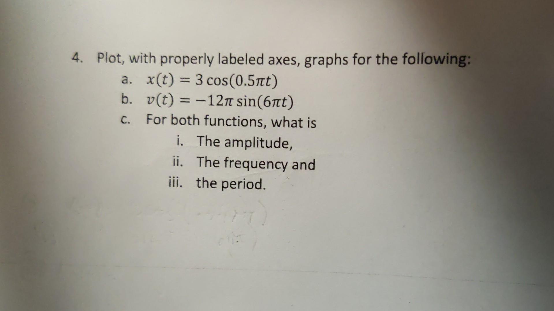 Solved 4. Plot, with properly labeled axes, graphs for the | Chegg.com