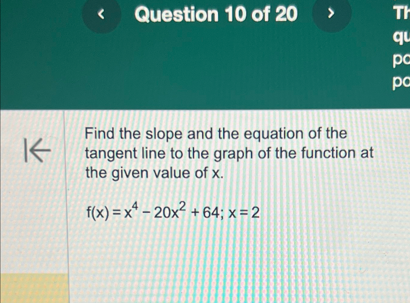 Solved Question 10 ﻿of 20find The Slope And The Equation Of 
